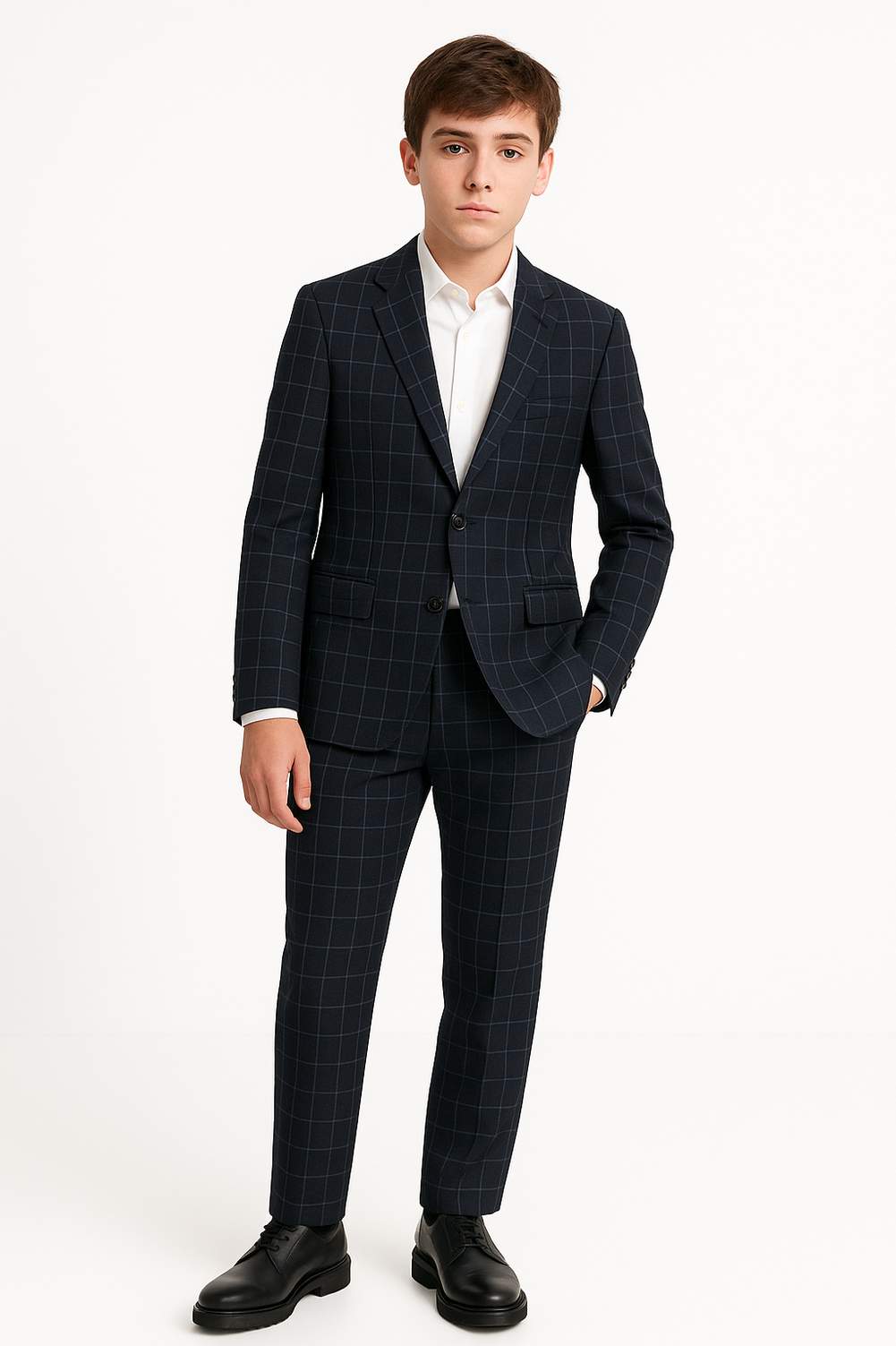Andrew Marc Boys Skinny Charcoal/Blue Window Suit_ W0713 – NorthBoys