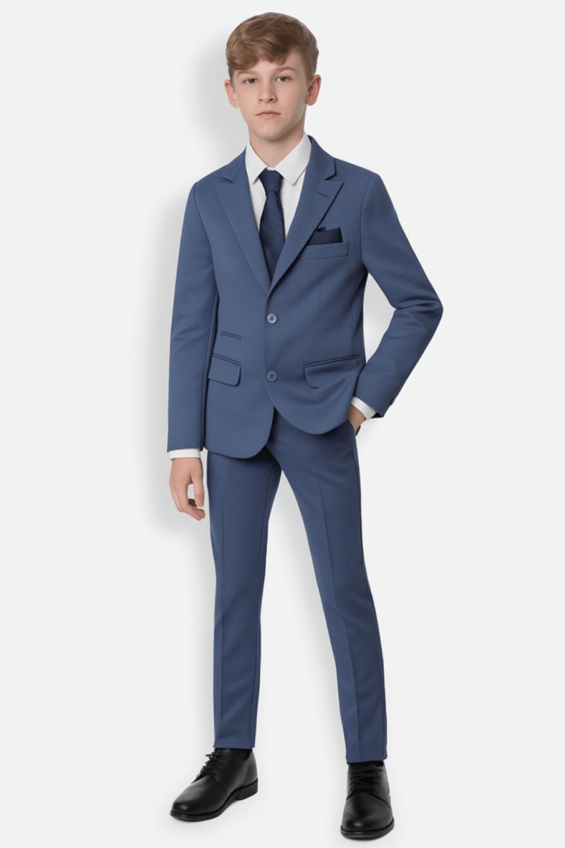 Leo & Zachary Boys Slim Denim Micro Check Stretch Suit_ BLZ5863/LZ5863 ...
